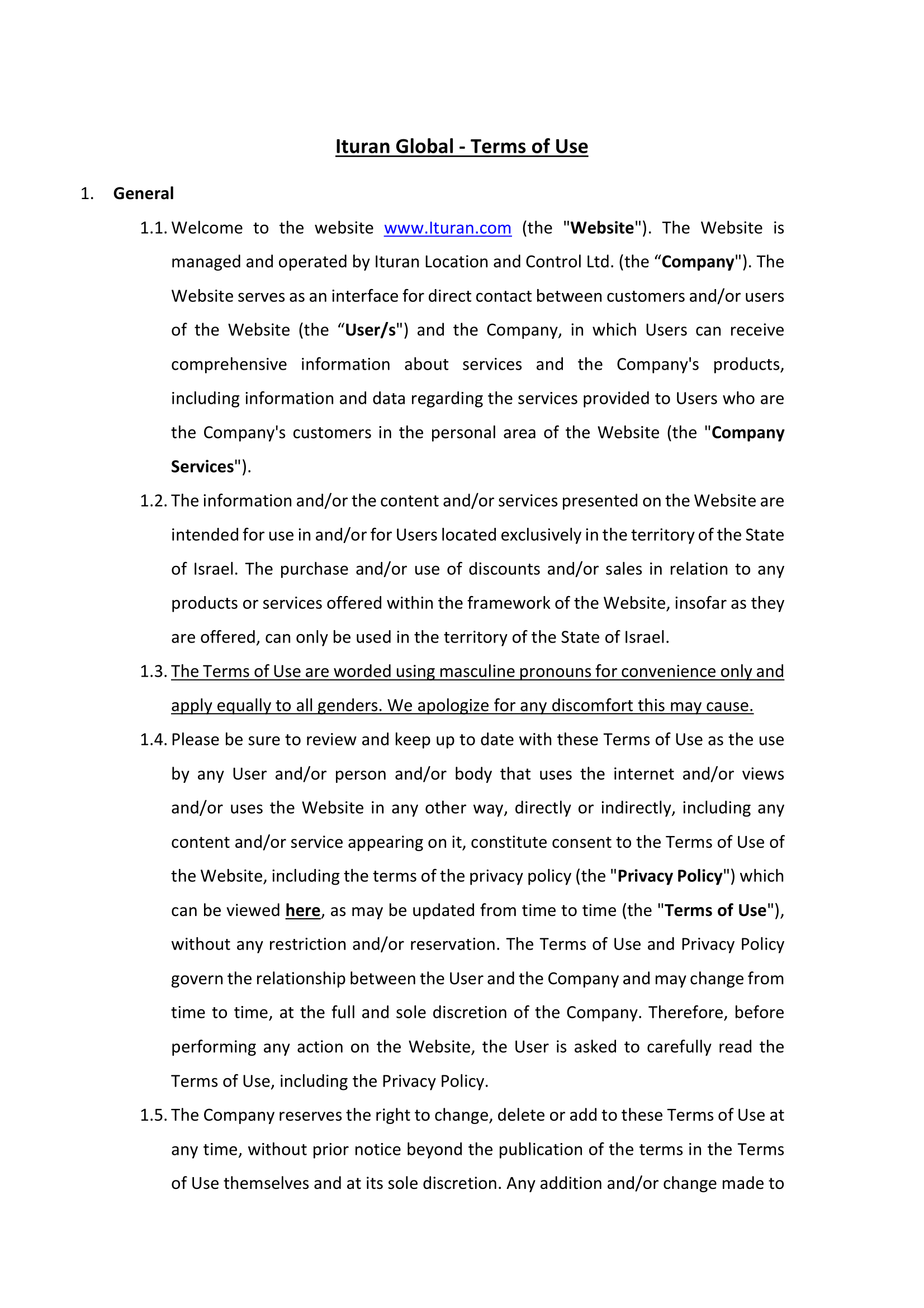 Legal & GDPR - Ituran Global